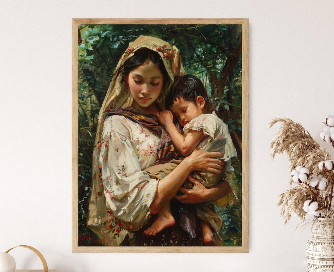 Filipina Woman and Child Canvas Print: Traditional Philippines Art - Etsy