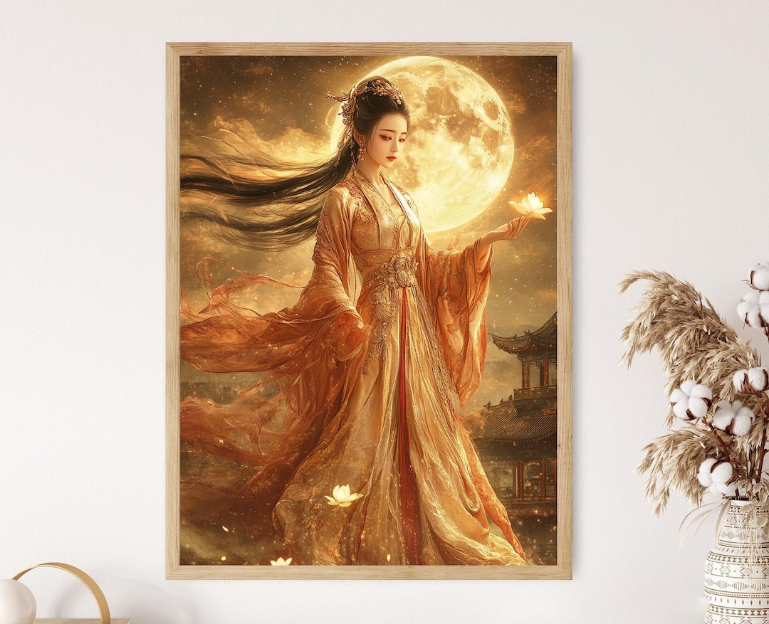 Chang'e Moon Goddess, Celestial Beauty and Jade Rabbit, Chinese ...