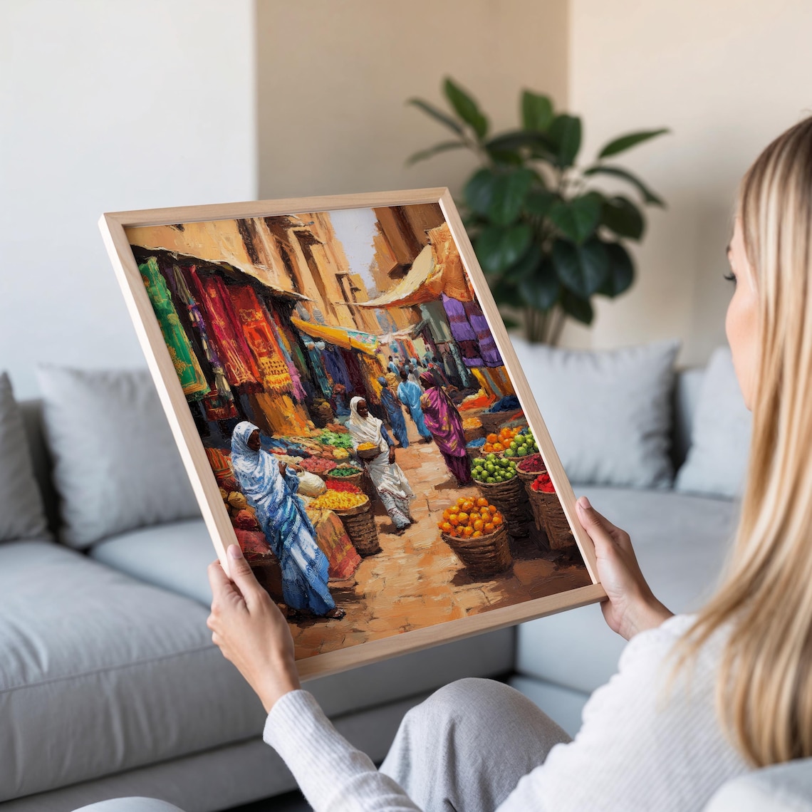 Sudanese Marketplace Art Print, African Market Scene, Vibrant Sudan ...