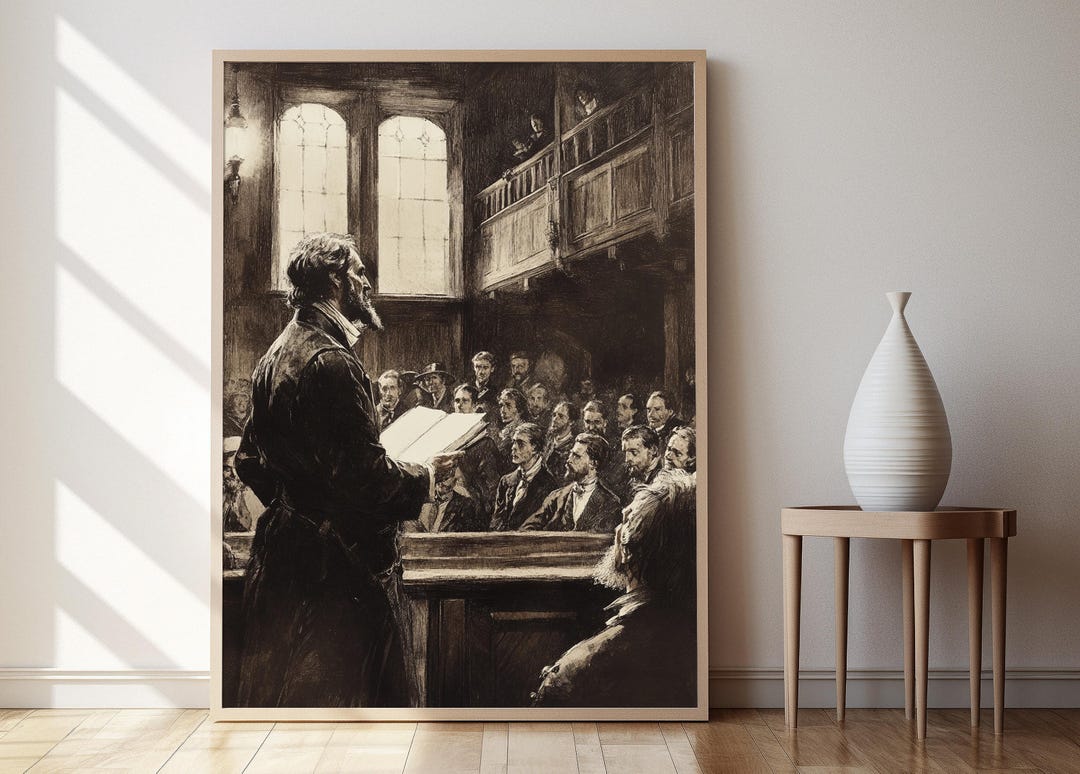 John Calvin Geneva Sermon Art Print, Protestant Reformation Decor ...
