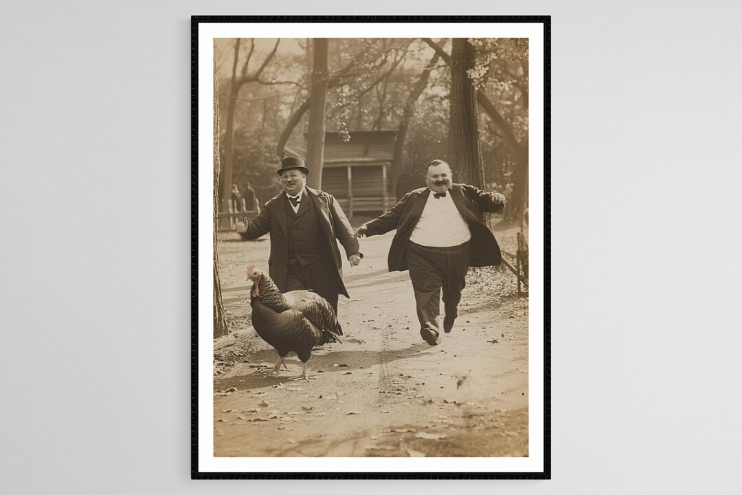 Obese Victorian Men Chasing Turkey, Vintage Humor Art - Etsy