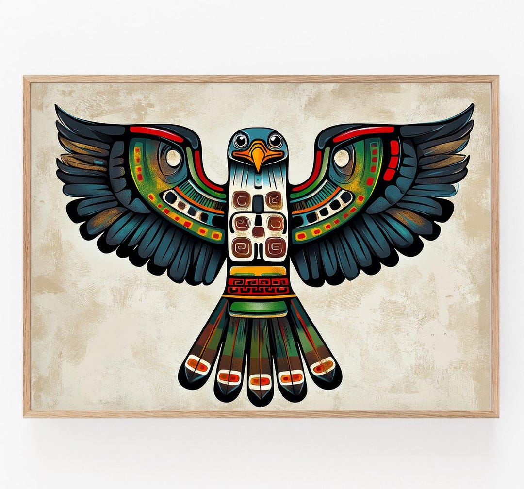 Haida Eagle Totem Art Print, Native Tribal Symbol Wall Decor - Etsy