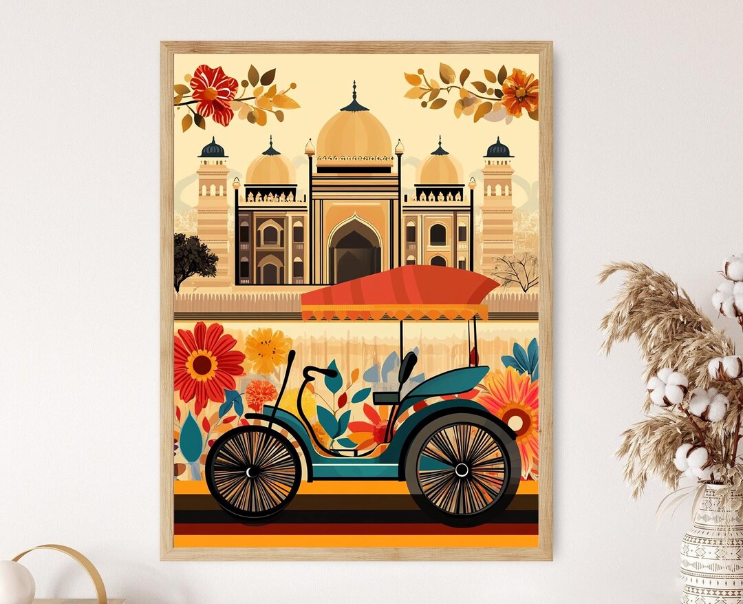Rickshaw Art Print, Traditional Indian Transport, Vibrant Street Life ...