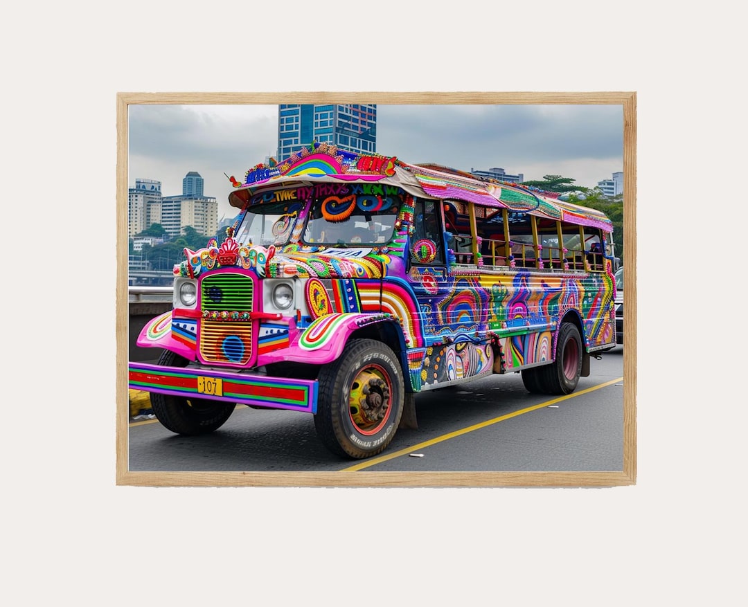 Filipino Jeepney Art Print: Vibrant Philippines Street Scene Wall Decor ...