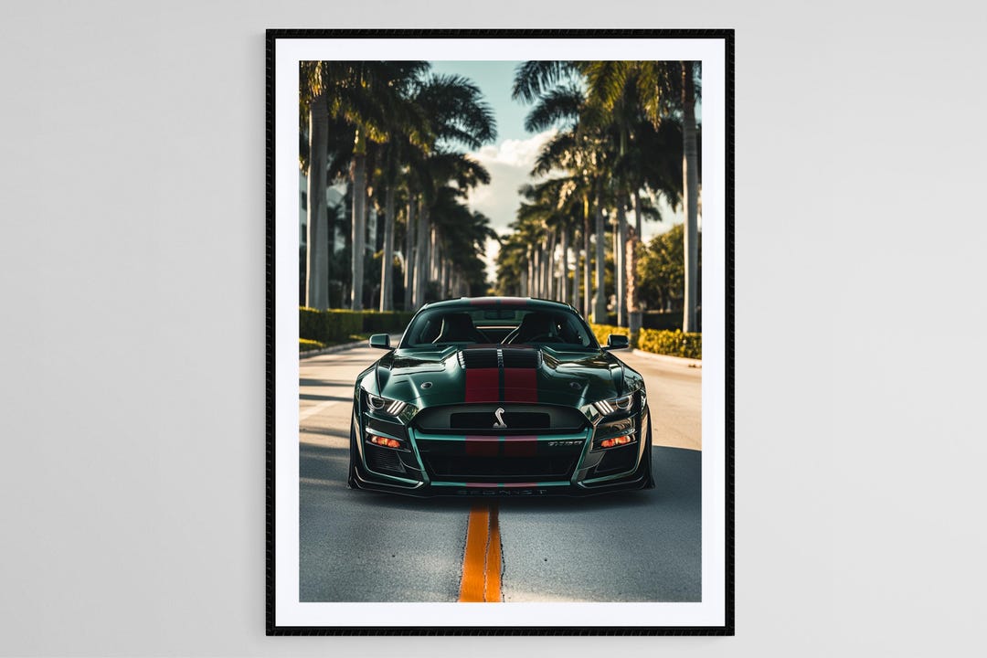 Ford Mustang GT500 Art Print, Iconic Muscle Car Illustration ...