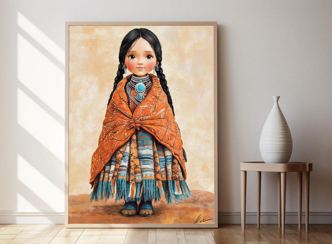Zuni Doll Art Print, Traditional Wool Dress - Etsy
