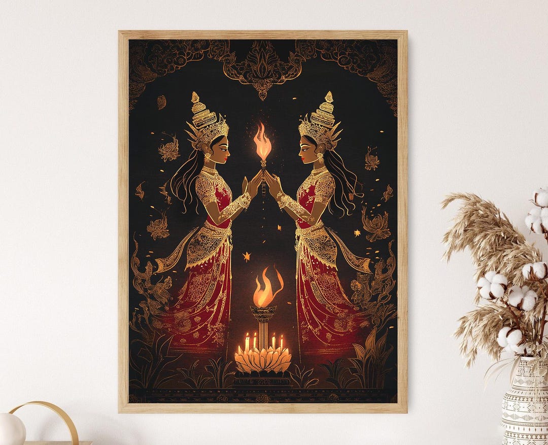 Rama and Sita Thai Puppet Art Print: Candlelit Stage Illustration - Etsy