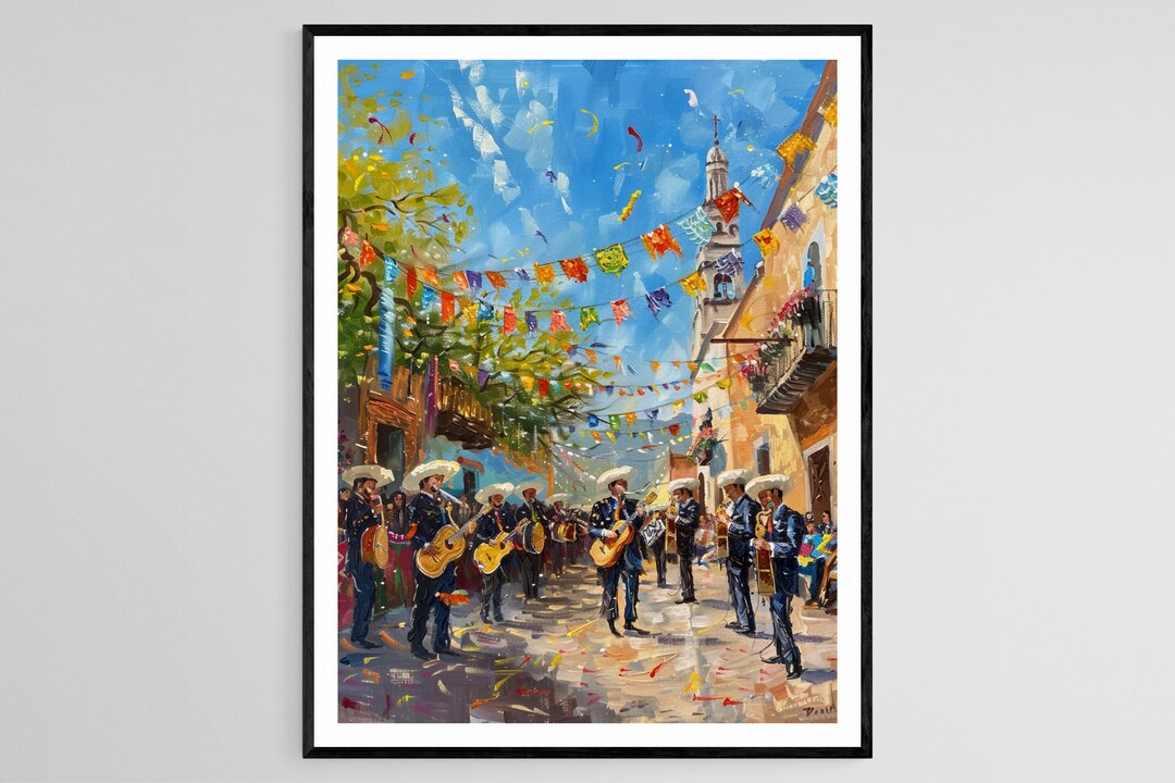 Festive Mariachi Band Poster Authentic Cultural Artwork Lively Home ...