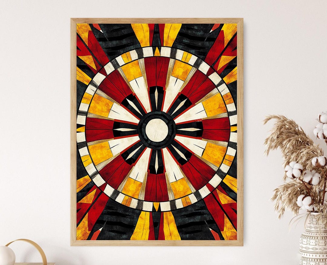 Lakota Medicine Wheel Motif Art Print, Native American Tribal Design ...