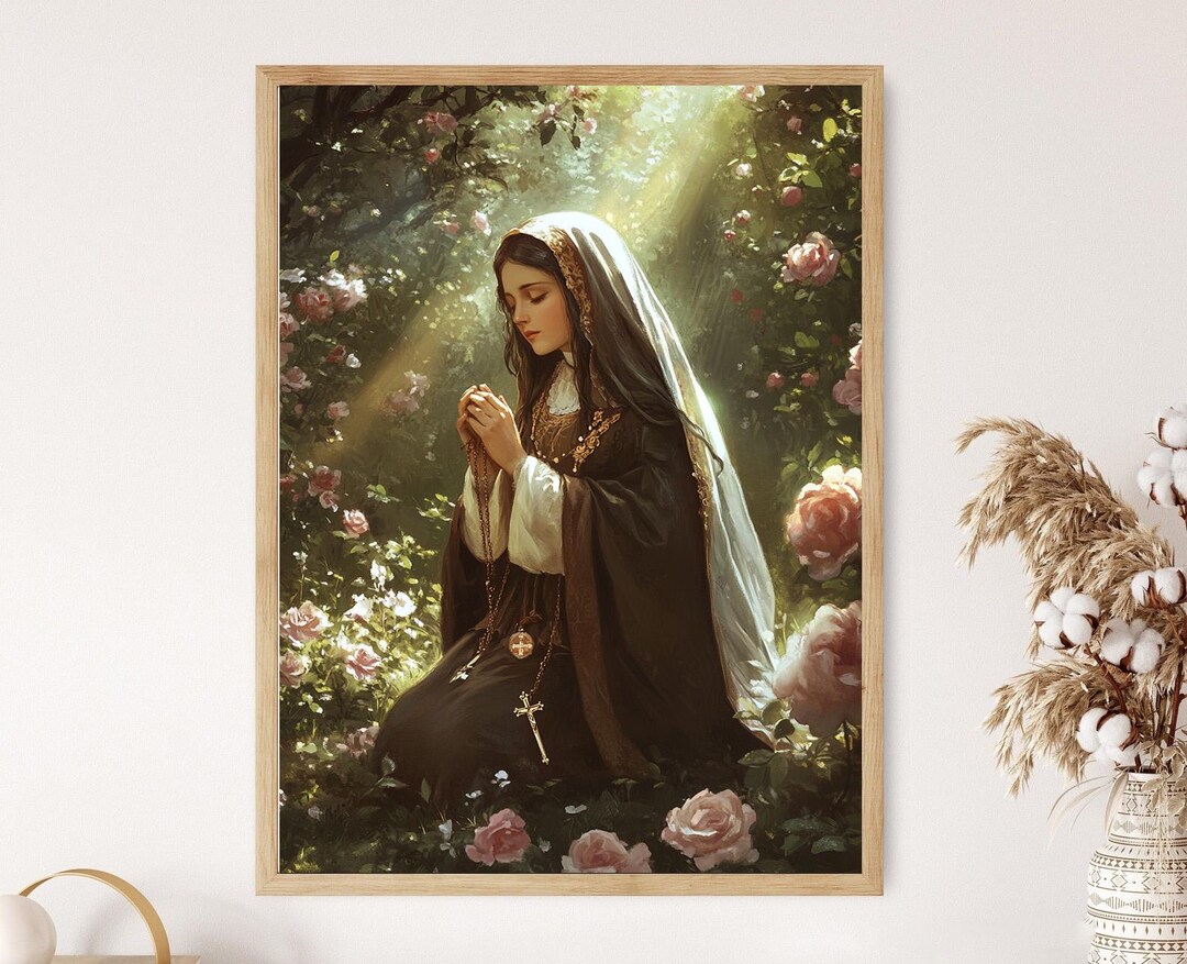 Saint Therese of Lisieux Poster: Carmelite Garden, Rosary and Blooming ...