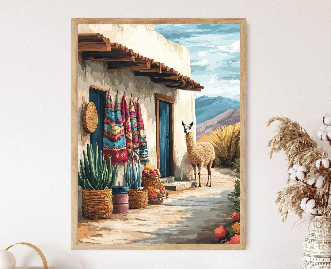 Tilcara Argentina Wool Corner Poster, Desert Yarn Market Art Print ...
