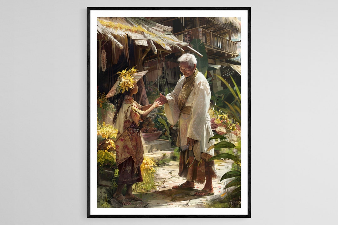 Philippines Village Scene | Mano Po Gesture Art Print | Filipino ...