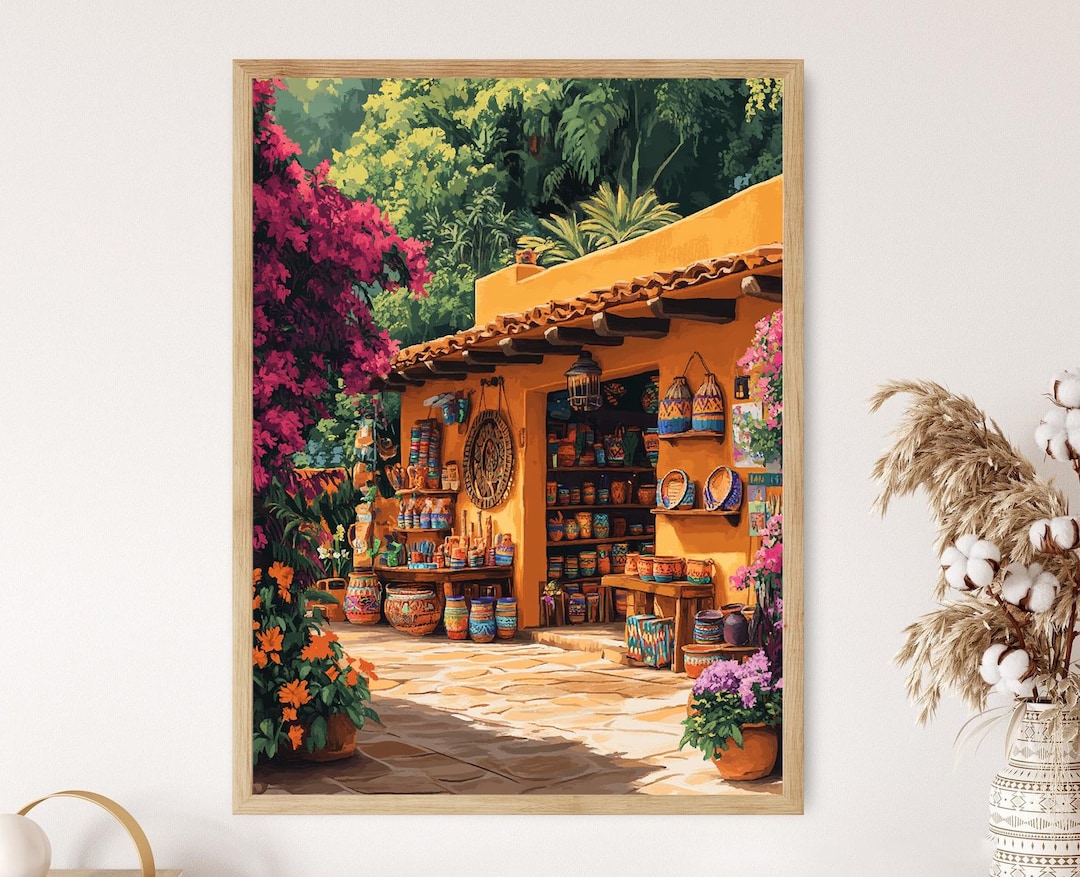 Honduran Pottery Y Textiles Art Print, Souvenir Market Poster, Rustic ...