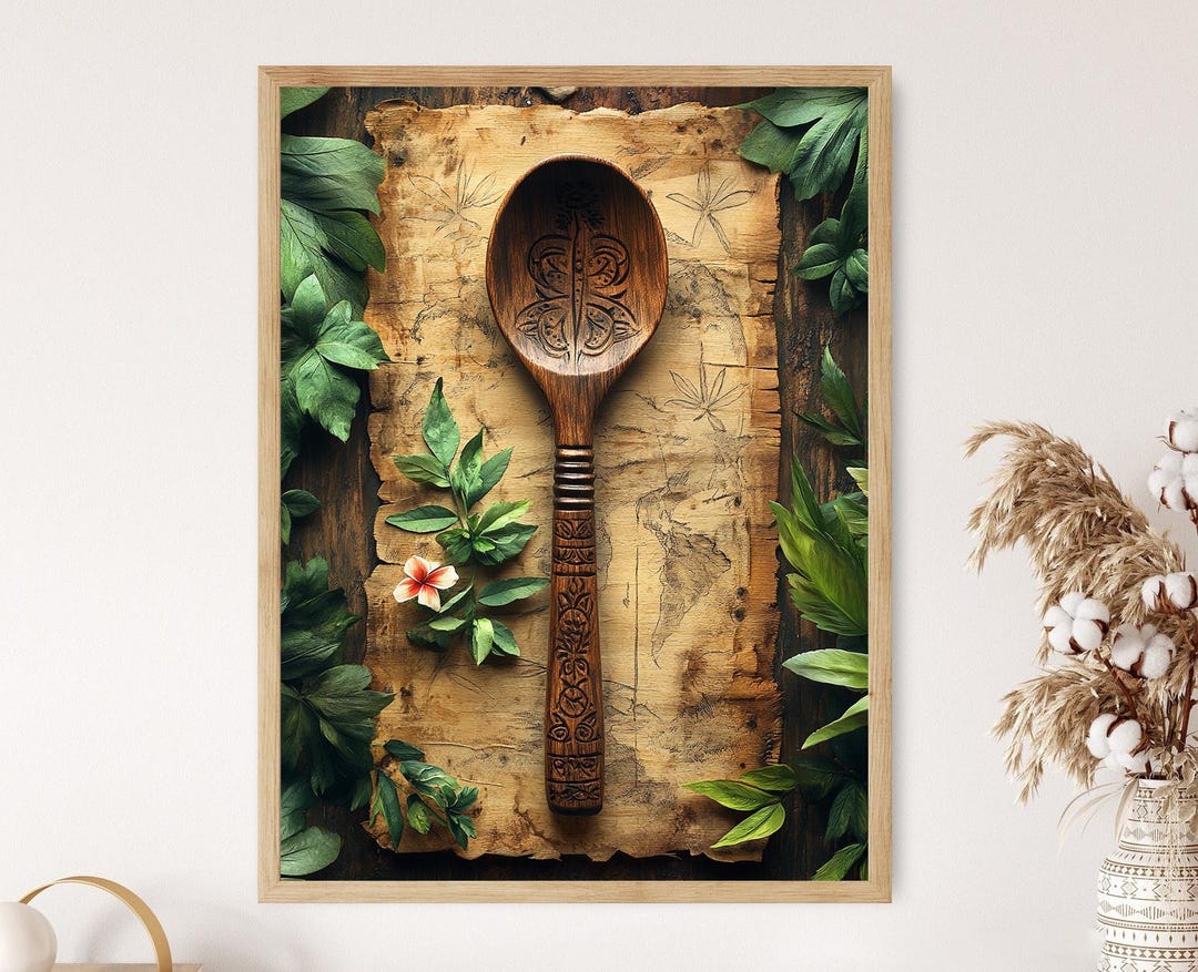 Liberian Wooden Spoon Art Print, Traditional Kitchenware Decor - Etsy