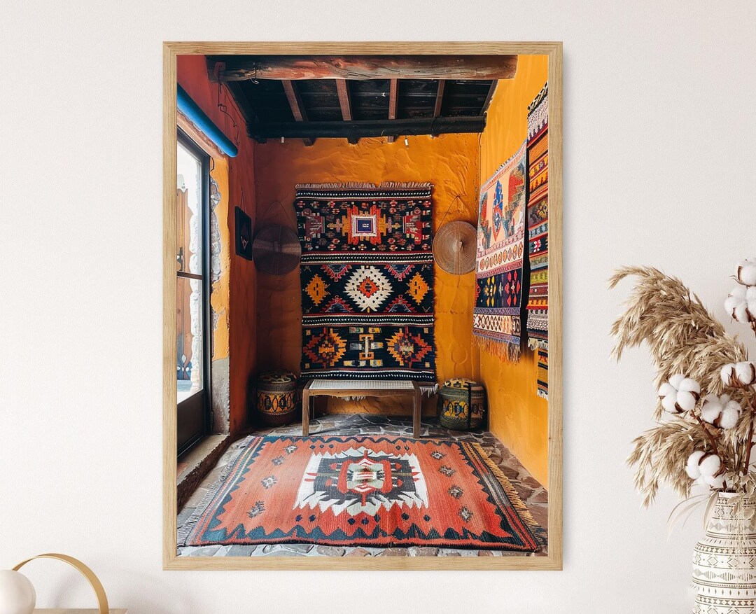 Authentic Handcrafted Mexican Rug, Colorful Patterns, Print - Etsy