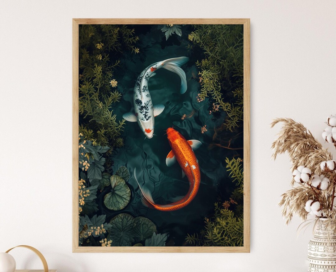 Koi Fish Japanese Print, Traditional Art on Canvas, Stunning Wall Decor ...