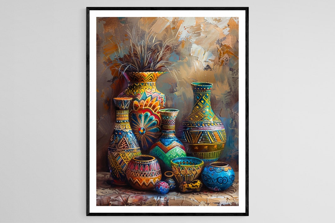 Traditional African Pottery Painting, Folk Art Ceramic Print - Etsy