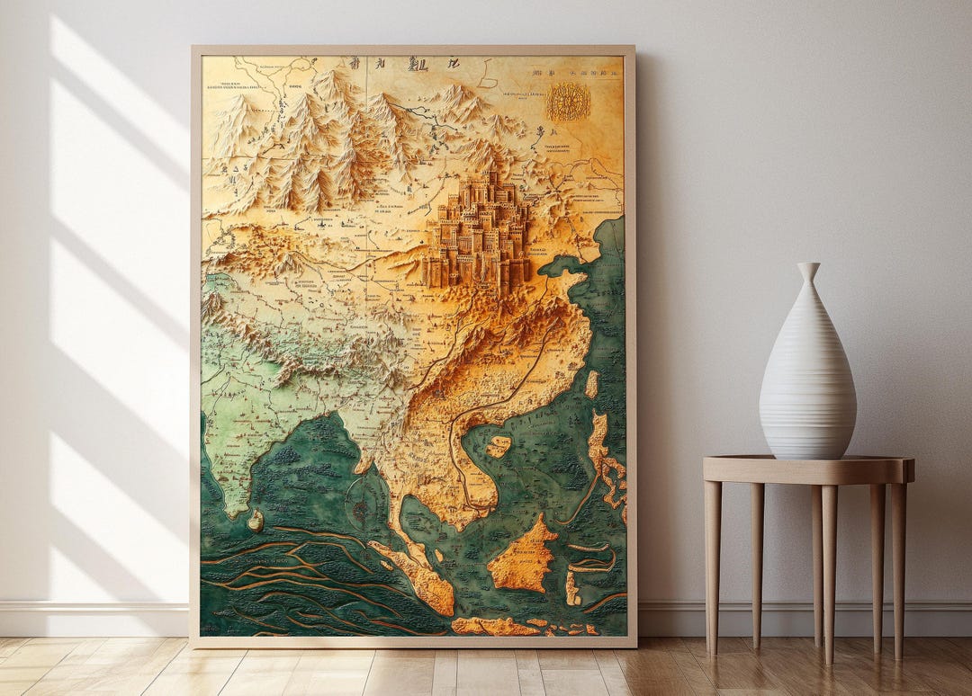 Mongol Empire Map Art Print, Vast Territories, Historical Geography ...