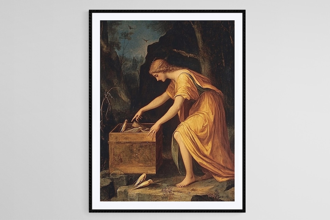 Pandoras Box Art Print, Greek Mythology Decor, Mysterious Pandora Wall ...