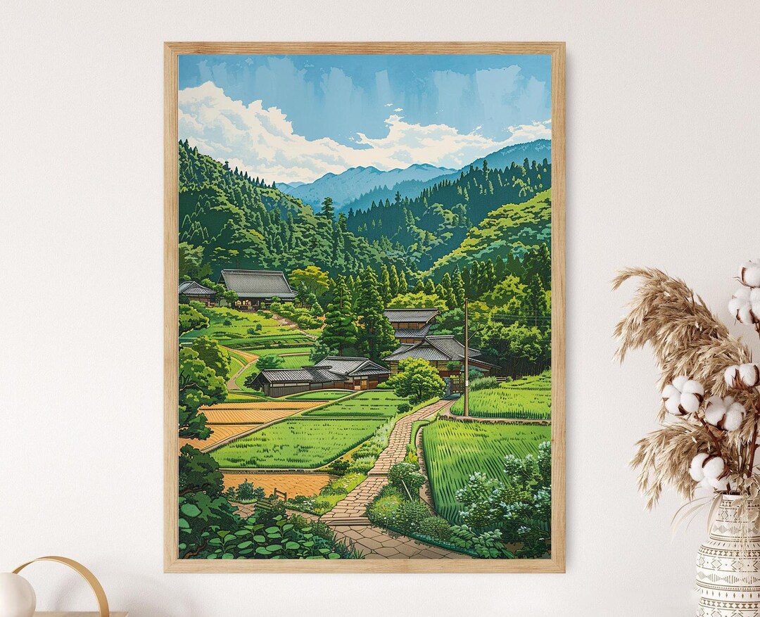 Summer Countryside in Japan With Rice Paddies – Toshi Yoshida Style ...