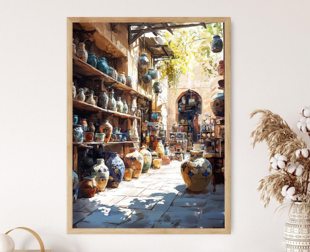 Raqqa Pottery Shop Art Print, Syrian Traditional Decor Poster - Etsy