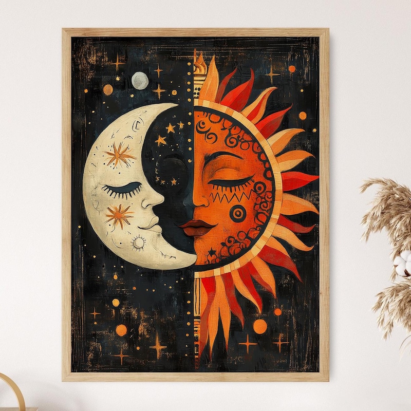 Mexican Sun and Moon Art - Etsy