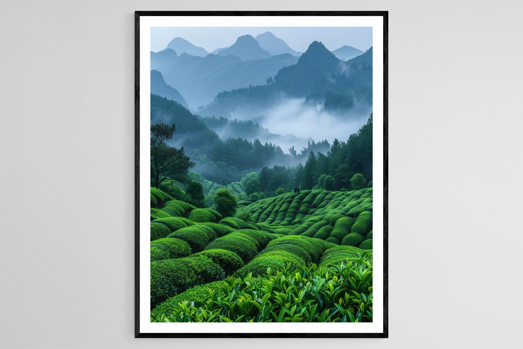 Vietnamese Tea Plantation Art, Lush Green Landscape Art - Etsy