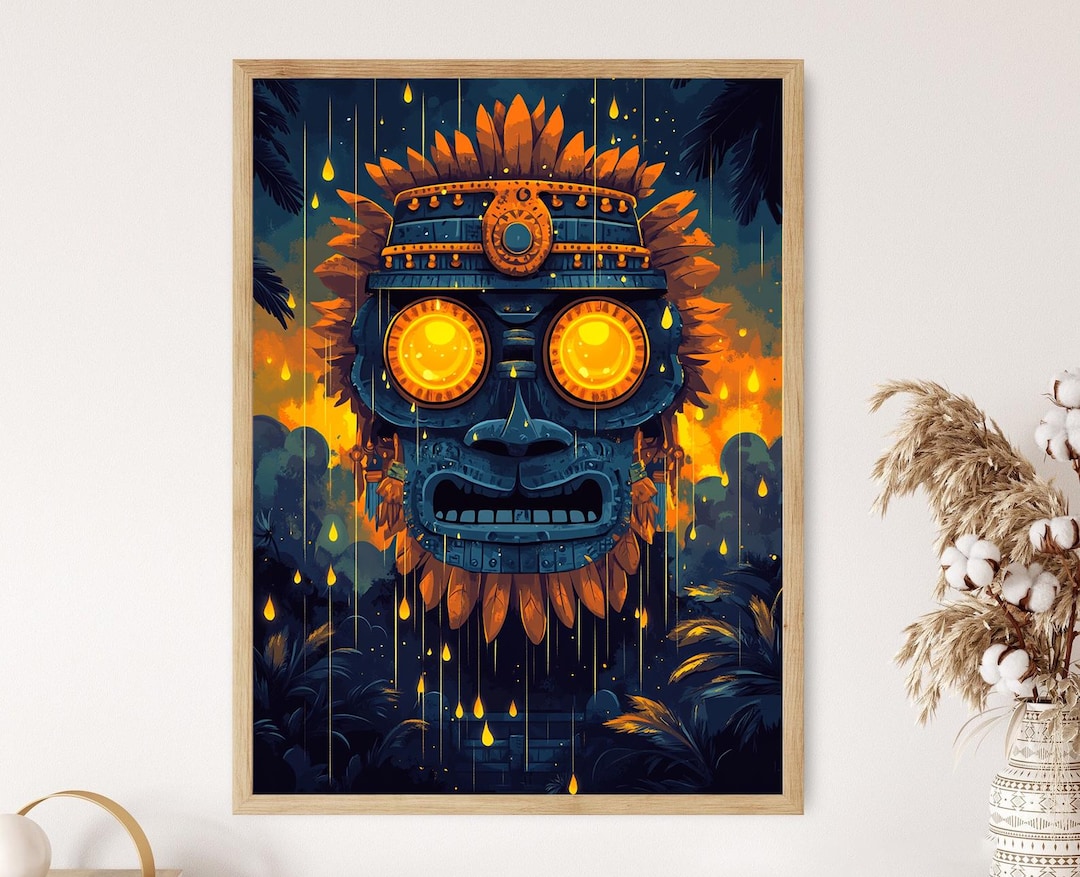Tlaloc Aztec God Vector Fine Print, Starry Night Mythology Poster - Etsy
