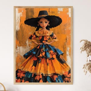 Puerto Rican Doll Art Print, Jíbaro Traditional Dress - Etsy
