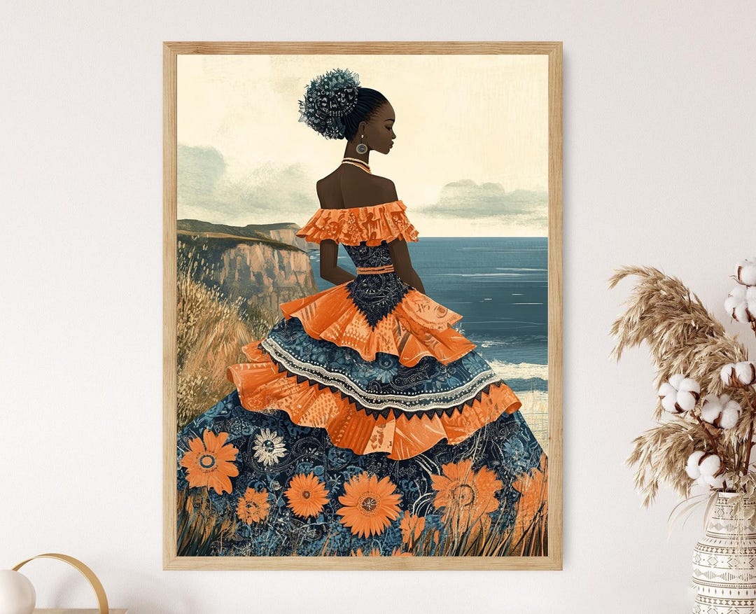 Tanzanian Coastal Elegance Art Print, Layered Dress and Tradition - Etsy