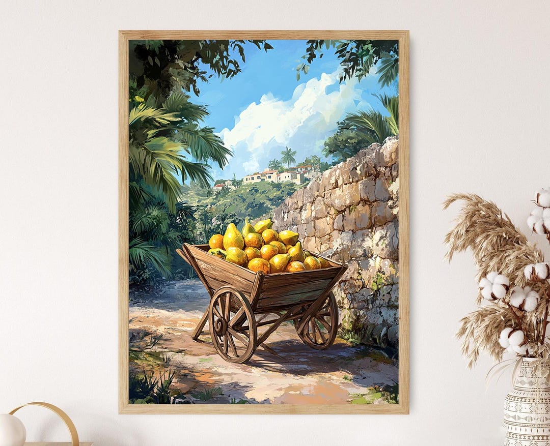 Michoacán Fruit Wheelbarrow Art Print, Mexican Farm Decor - Etsy