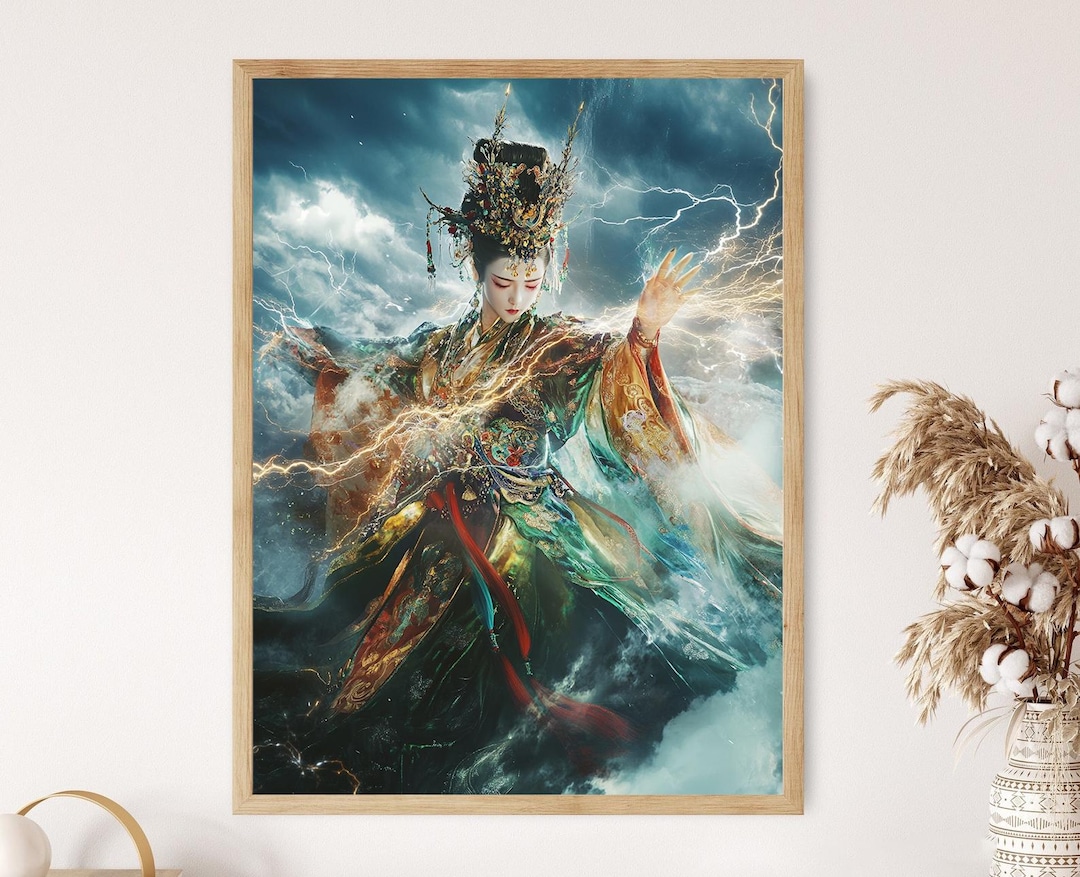 Dianmu Goddess of Lightning Art Print, Thunderstorm Decor Poster ...