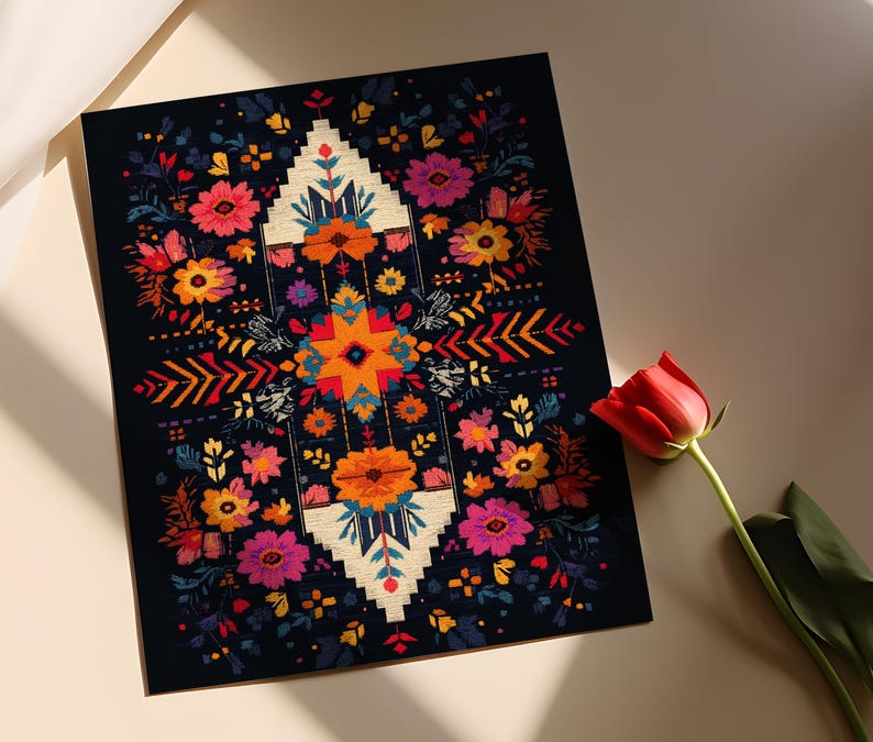 Kosovo Textile Embroidery Art Print, Balkan Symbol Decor - Etsy