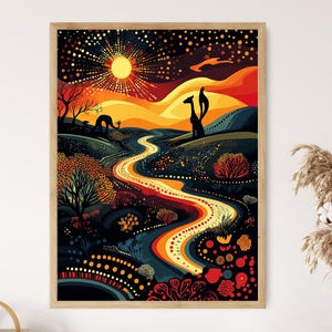 Arrernte Desert Landscape Art Print, Australia Aboriginal Dreaming ...