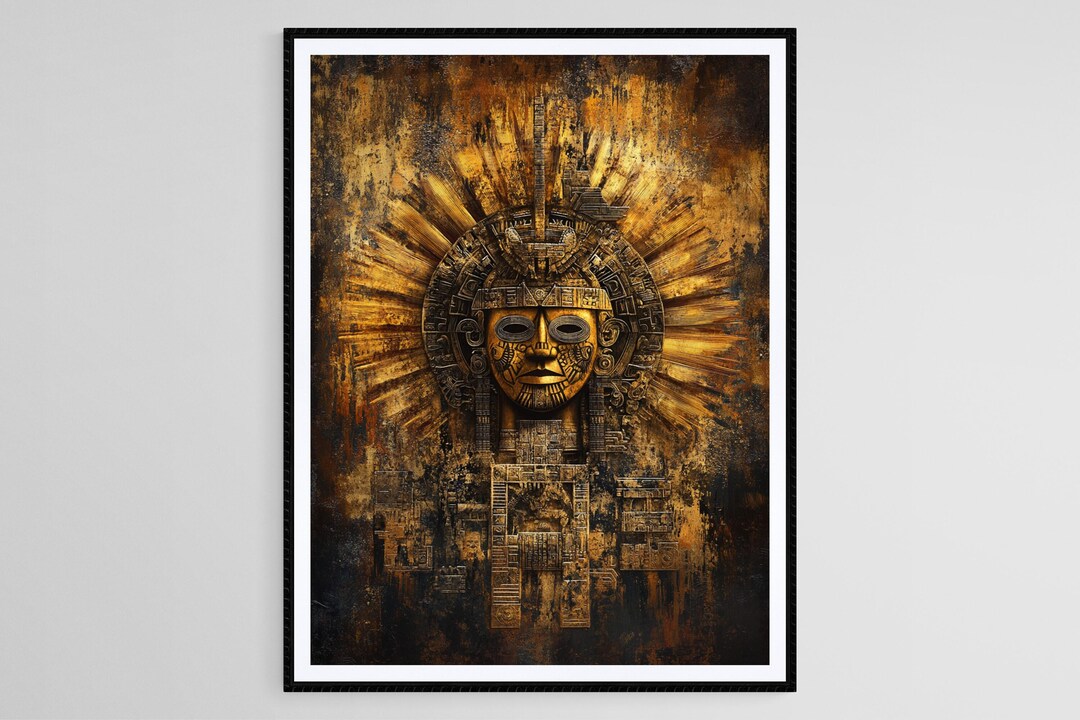 Tonatiuh Art Print, Aztec Sun God and Solar Symbols - Etsy