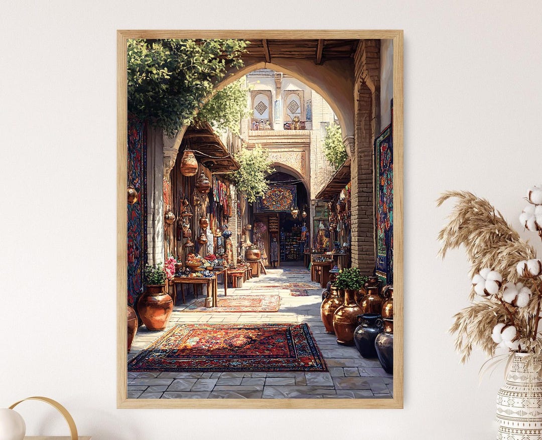 Mashhad Bazaar Art Print: Iranian Market Scene With Persian Rugs - Etsy