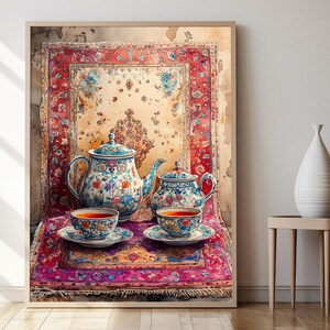 Iranian Tea Set Art Print, Persian Cultural Decor - Etsy