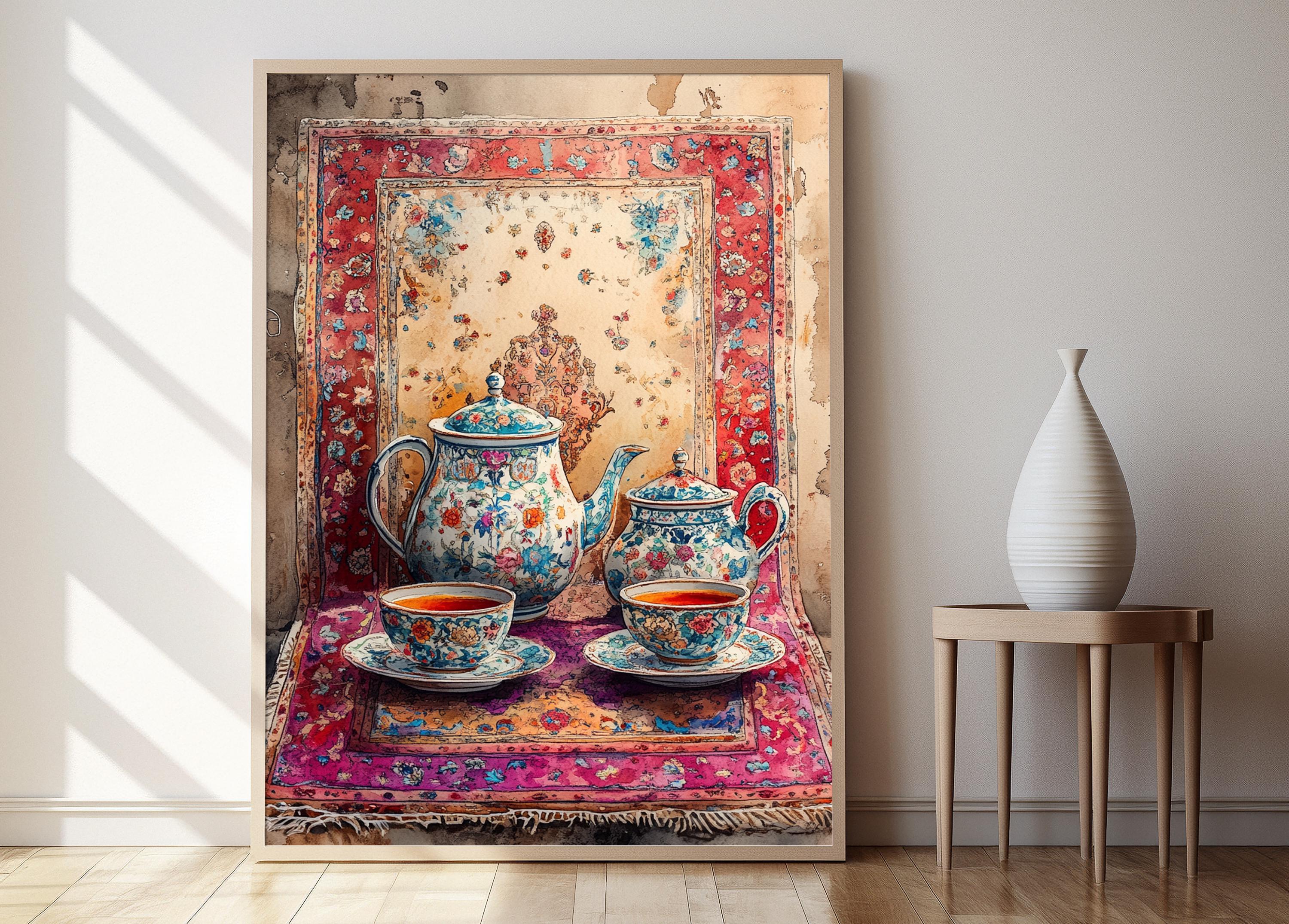 Iranian Tea Set Art Print, Persian Cultural Decor - Etsy