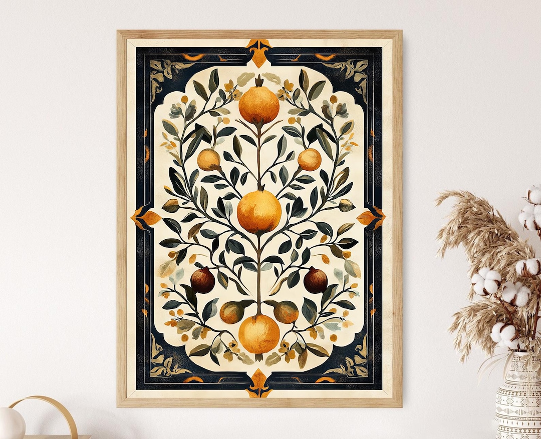 Lebanese Tile Pattern Illustration, Vintage Kitchen Art Print ...