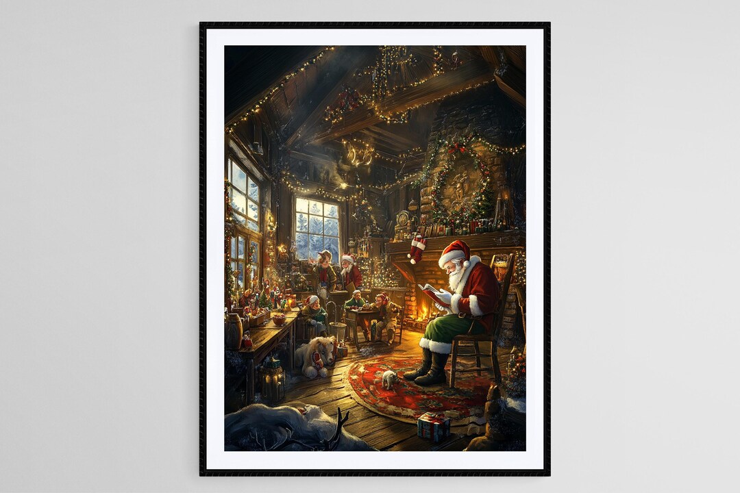 Elves Making Toys Art Print, Santa’s Workshop Christmas Magic - Etsy
