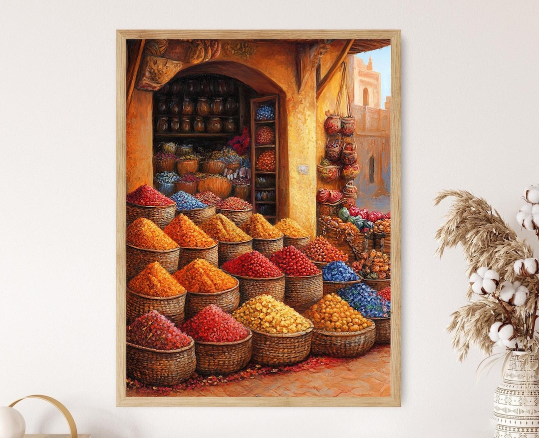 Sudanese Spice Market Art, African Marketplace Print, Vibrant Sudan ...
