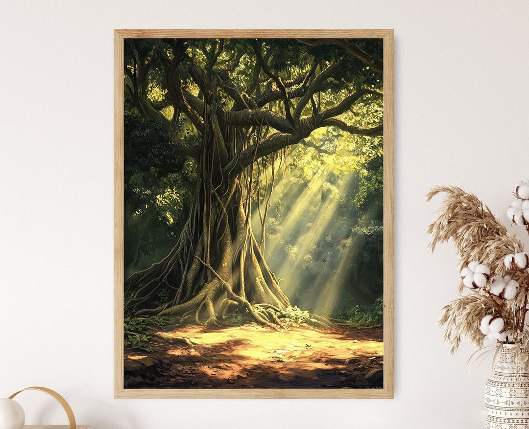 Ancient Banyan Tree, Mystical Roots, Exotic Nature Art - Etsy