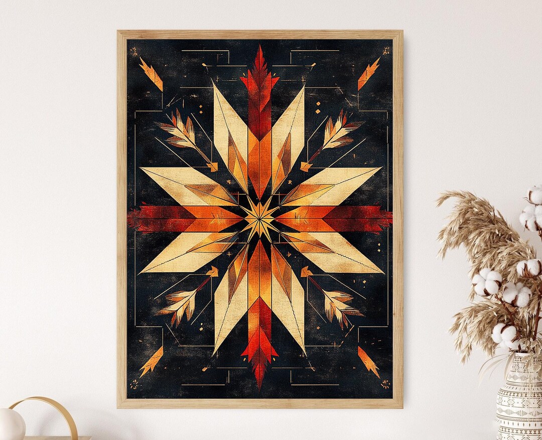 Cherokee Starburst Motif Art Print, Native American Tribal Pattern ...