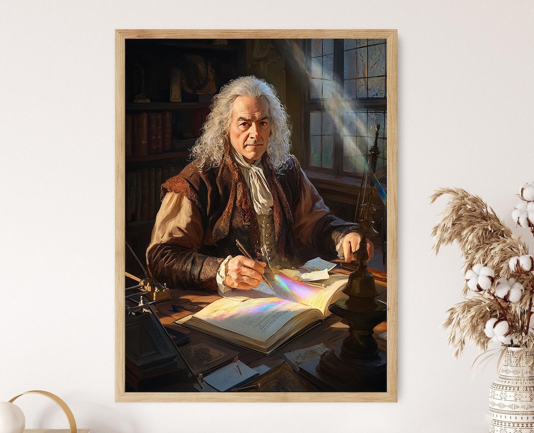Isaac Newton Portrait Art Print, Classical Scientist, Prism and Light ...