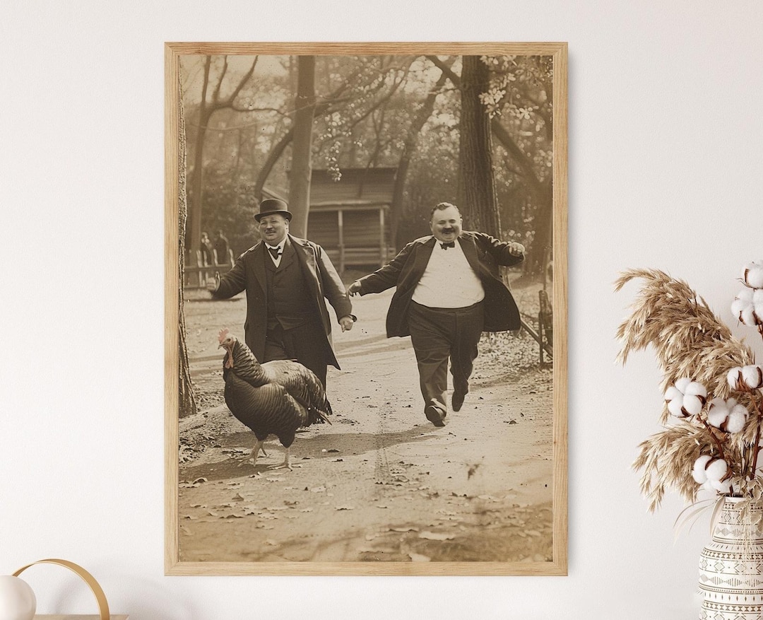 Obese Victorian Men Chasing Turkey, Vintage Humor Art - Etsy