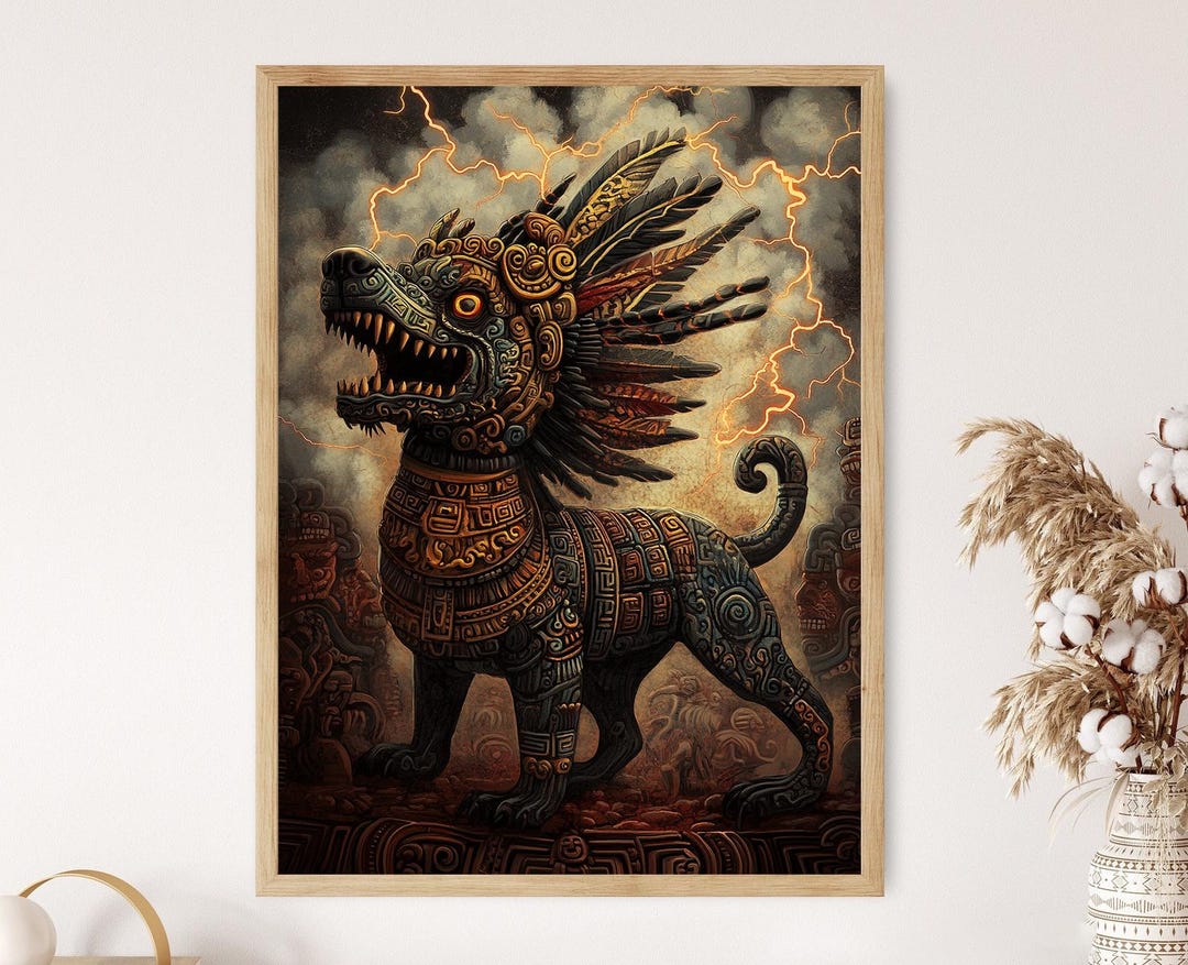 Xolotl Art Print, Aztec God of Lightning and Death - Etsy