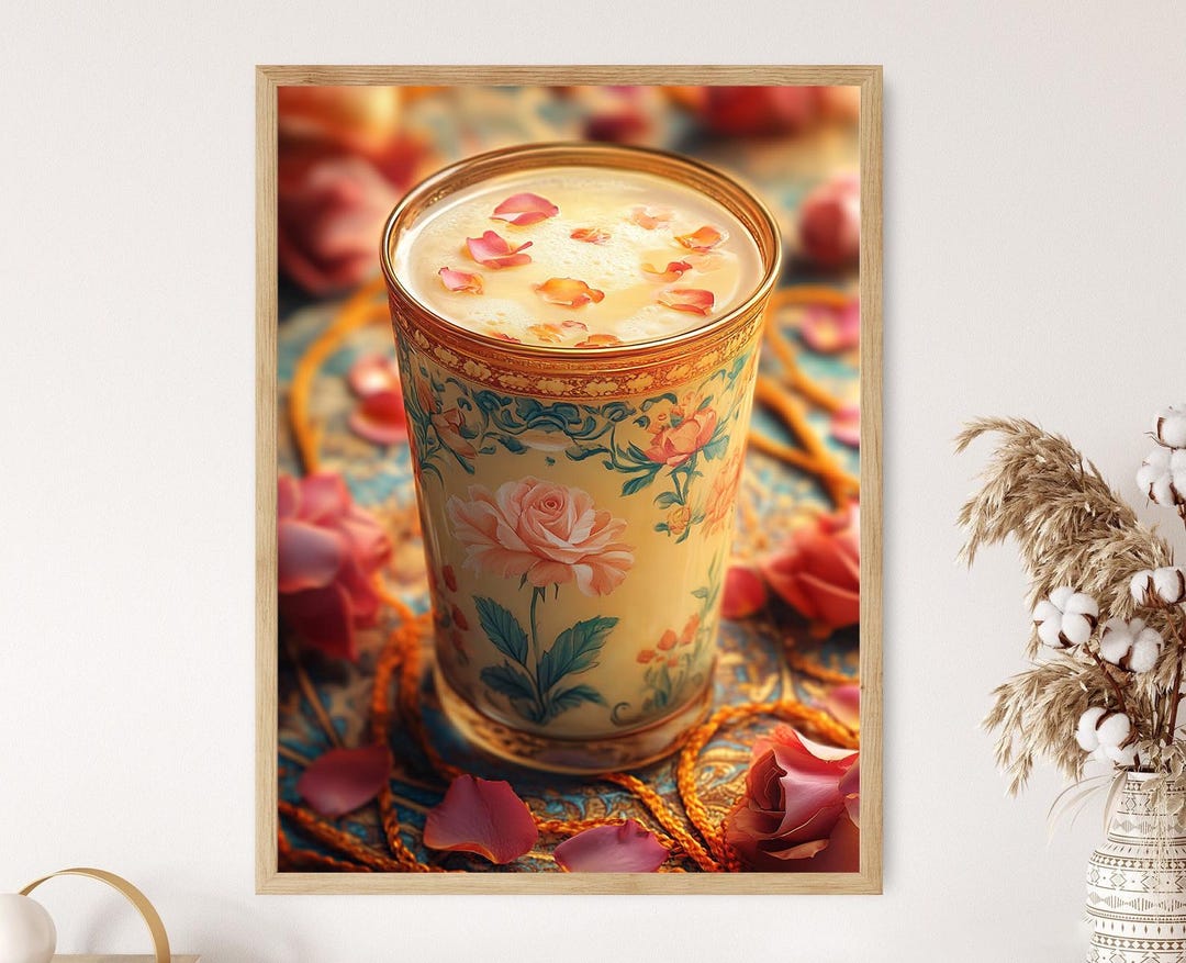 Indian Sharbat Art Print, Floral Glass With Mughal Patterns - Etsy