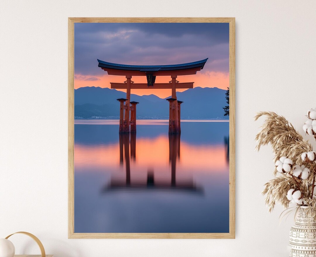Miyajima Floating Torii Gate Art Print: Serene Sunset Reflections - Etsy