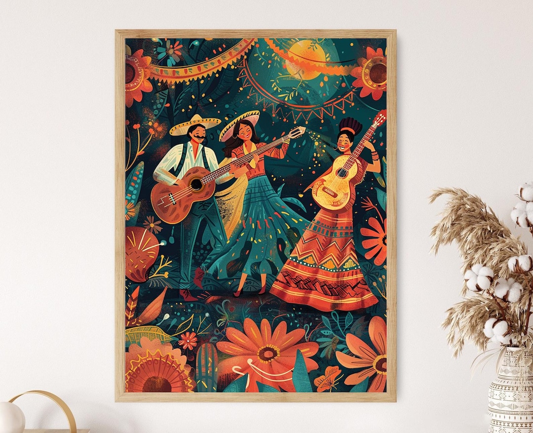 Mexican Fiesta Poster, Colorful Party Wall Art, Celebration Decor ...