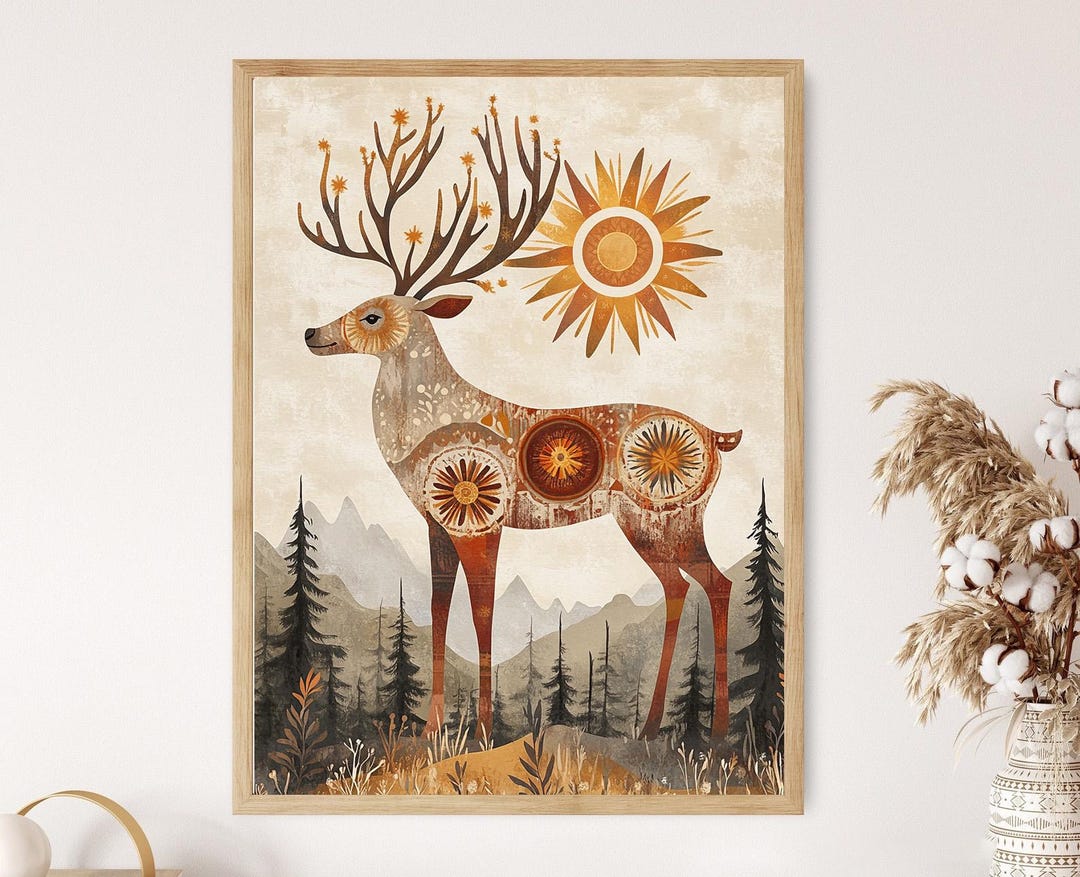 Sami Sun Reindeer Sacred Symbol Fine Art Print - Etsy